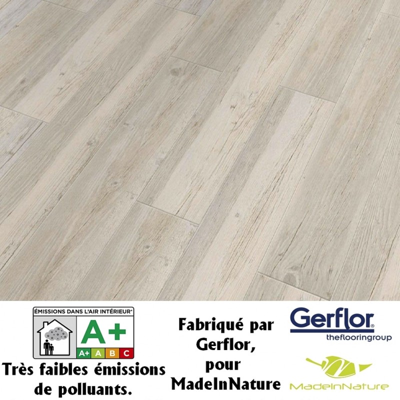 Dalles Lames adhésives, Parquet Chêne Blanc Cérusé, épaisseur 2 mm