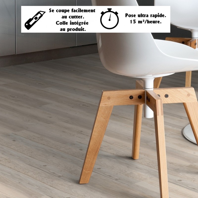 Dalles Lames adhésives, Parquet Chêne Blanc Cérusé, épaisseur 2 mm